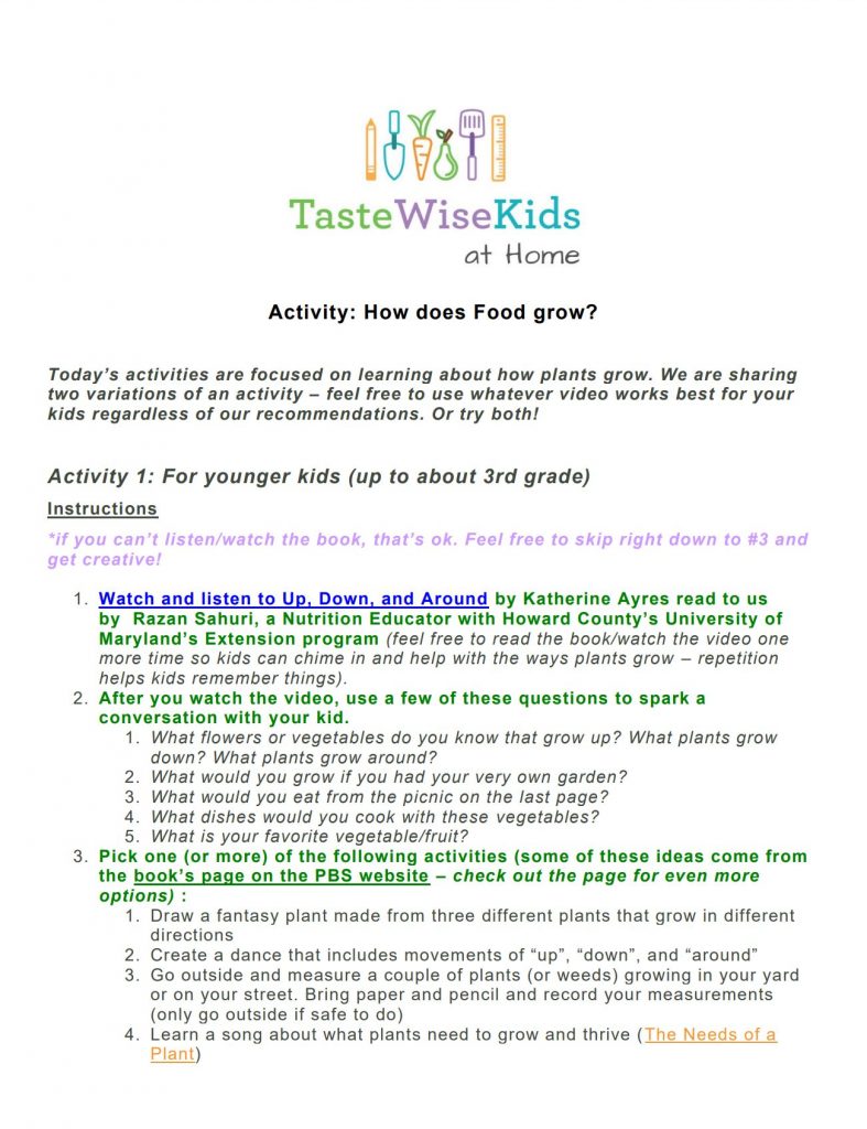 #TWKatHome Activity: How Does Food Grow? - TasteWise Kids